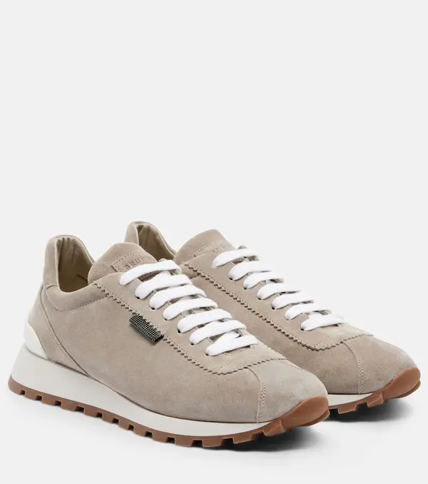Brunello Cucinelli Monili Suede Lace-up Sneakers