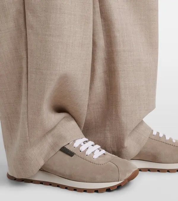 Brunello Cucinelli Monili Suede Lace-up Sneakers