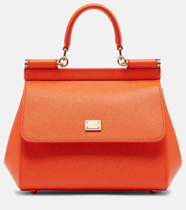 Dolce & Gabbana Sicily Small Leather Top Handle Bag - Orange