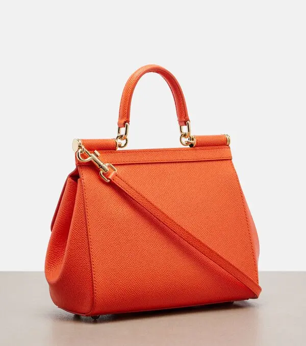 Dolce & Gabbana Sicily Small Leather Top Handle Bag - Orange