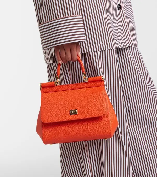 Dolce & Gabbana Sicily Small Leather Top Handle Bag - Orange