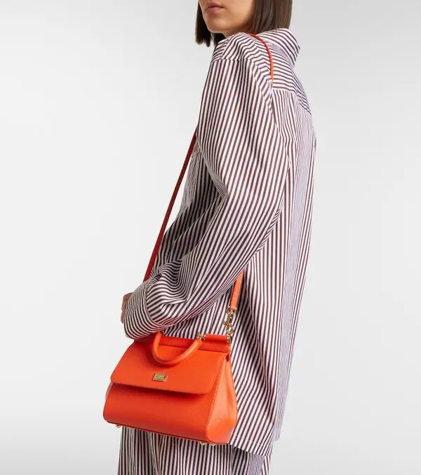 Dolce & Gabbana Sicily Small Leather Top Handle Bag - Orange