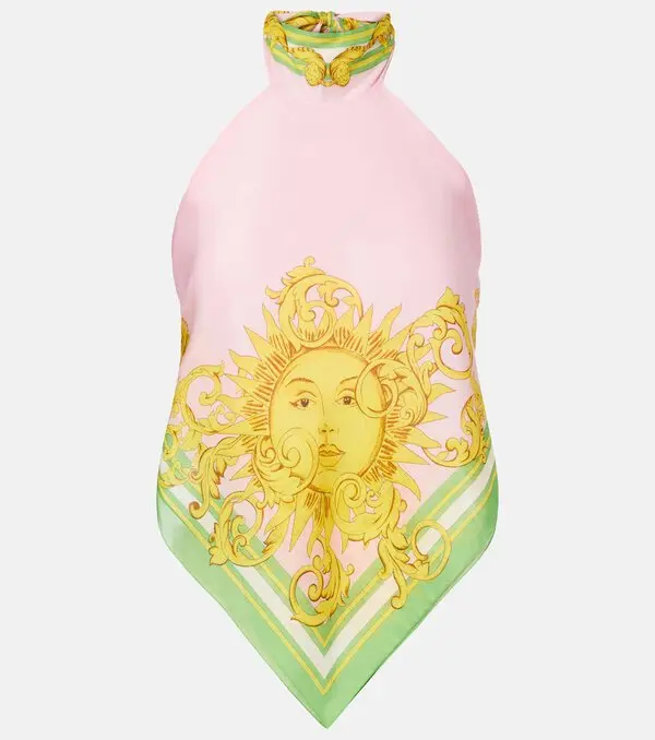 Versace Printed Cotton And Silk Voile Top