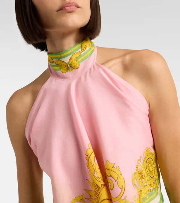 Versace Printed Cotton And Silk Voile Top