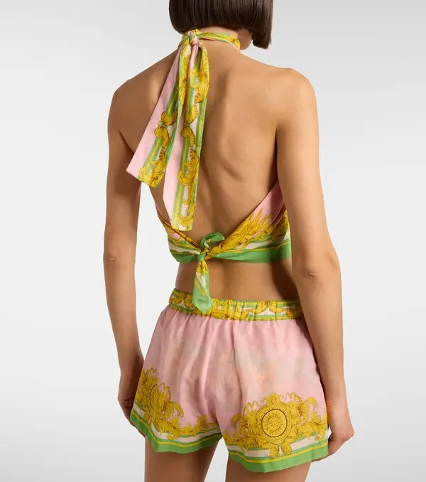 Versace Printed Cotton And Silk Voile Top