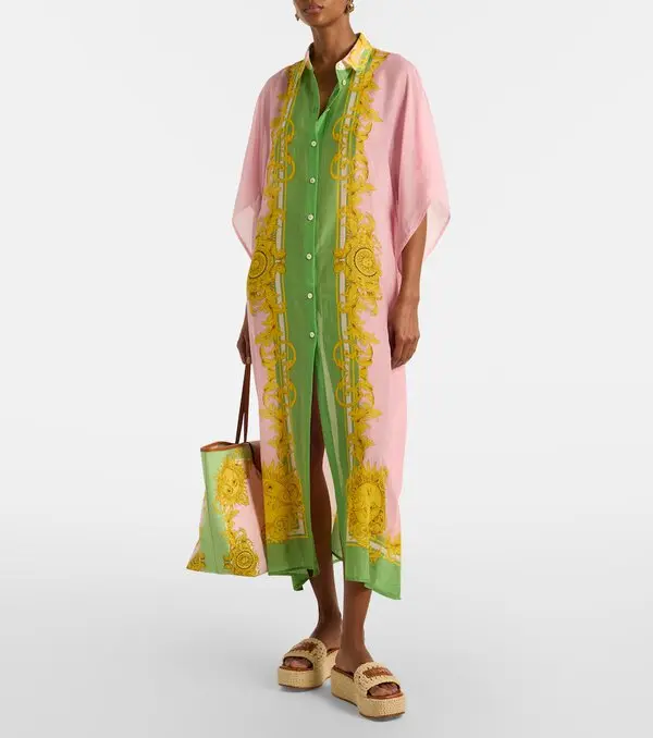 Versace Printed Cotton And Silk Voile Kaftan