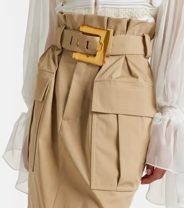 Balmain Belted Cotton Gabardine Mini Skirt