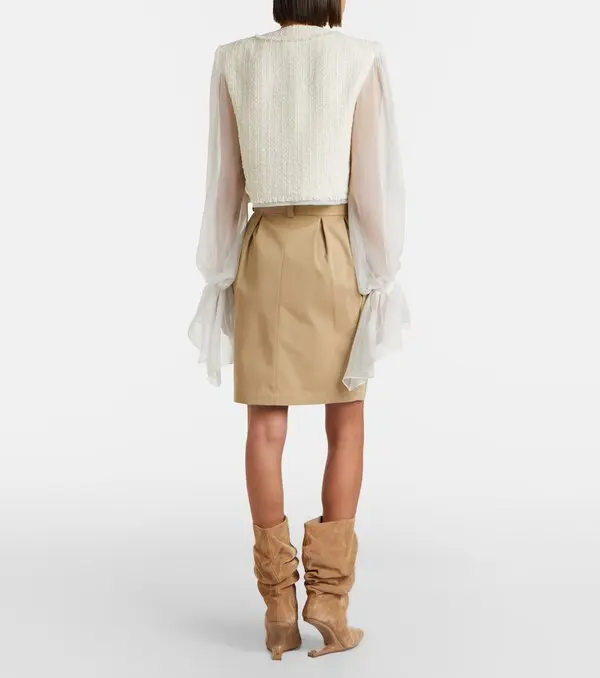 Balmain Belted Cotton Gabardine Mini Skirt