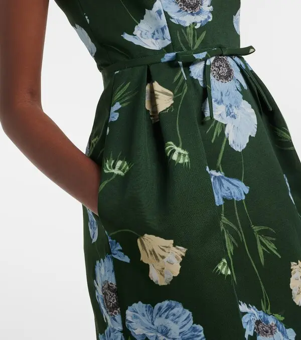 Erdem Floral Cotton-blend Faille Midi Dress - Green