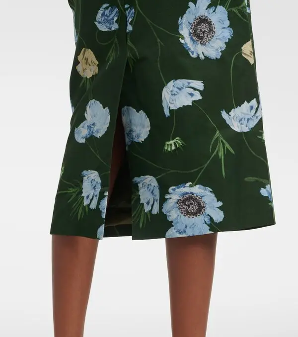 Erdem Floral Cotton-blend Faille Midi Dress - Green