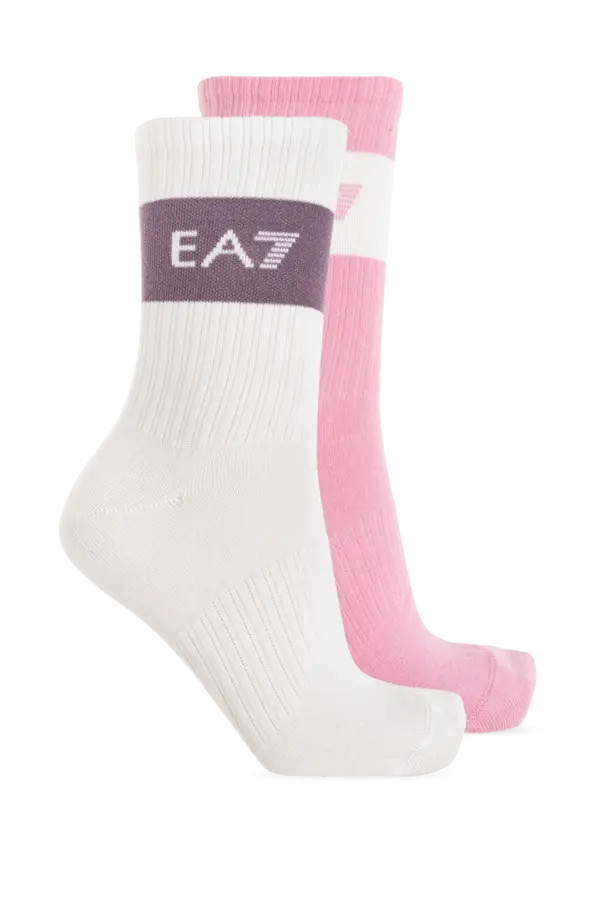 EA7 Two-pack Logo Socks - White