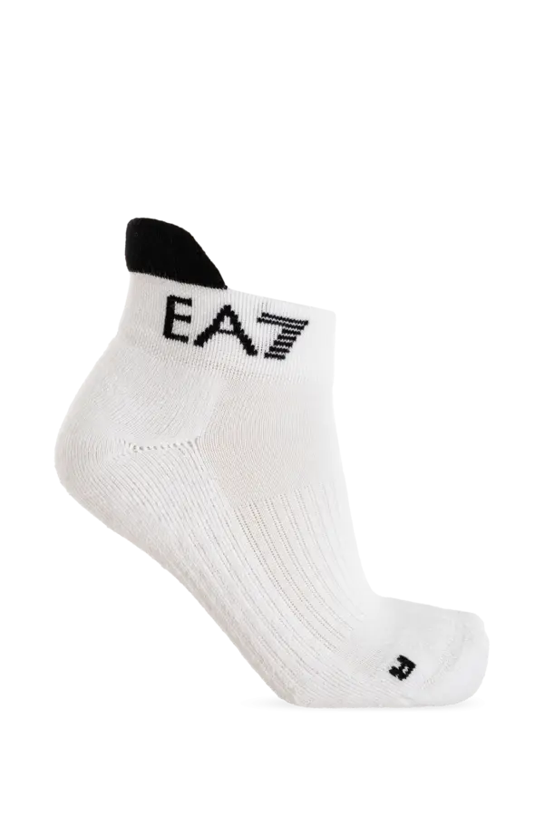 EA7 Logo Ankle Socks - White