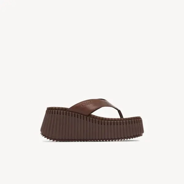 Chloé Nama Wedge Slides - Sharp Brown