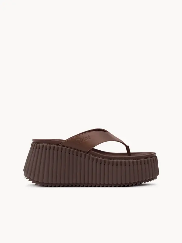 Chloé Nama Wedge Slides - Sharp Brown