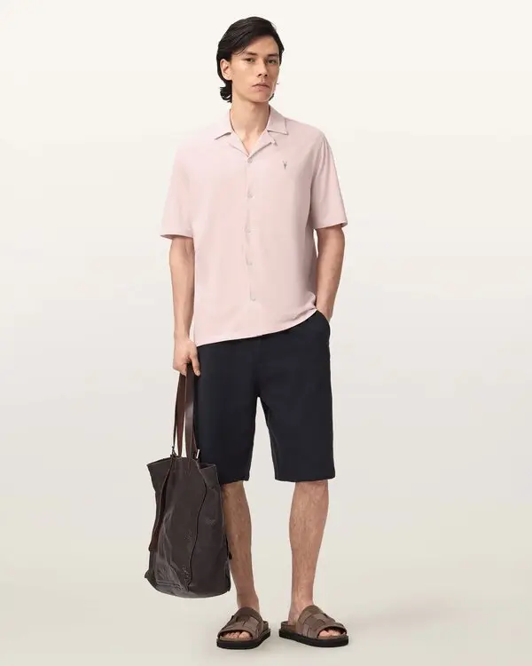 ALLSAINTS Hudson Relaxed Fit Short Sleeve Ramskull Shirt - White