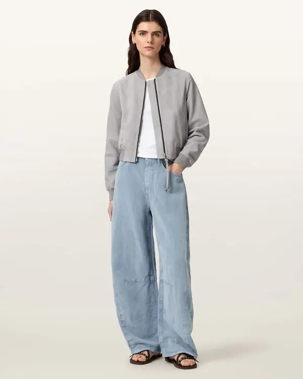 ALLSAINTS Jett Barrel Leg Linen Blend Pants