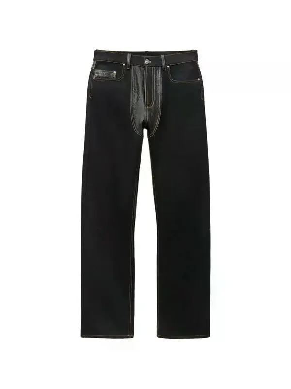 Versace Straight Leg Jeans With Nappa And Leather Trim