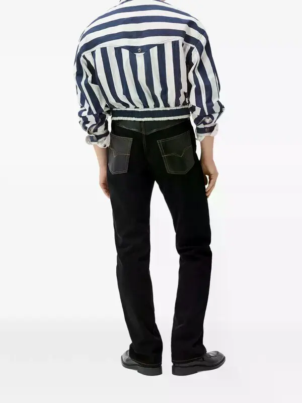 Versace Straight Leg Jeans With Nappa And Leather Trim