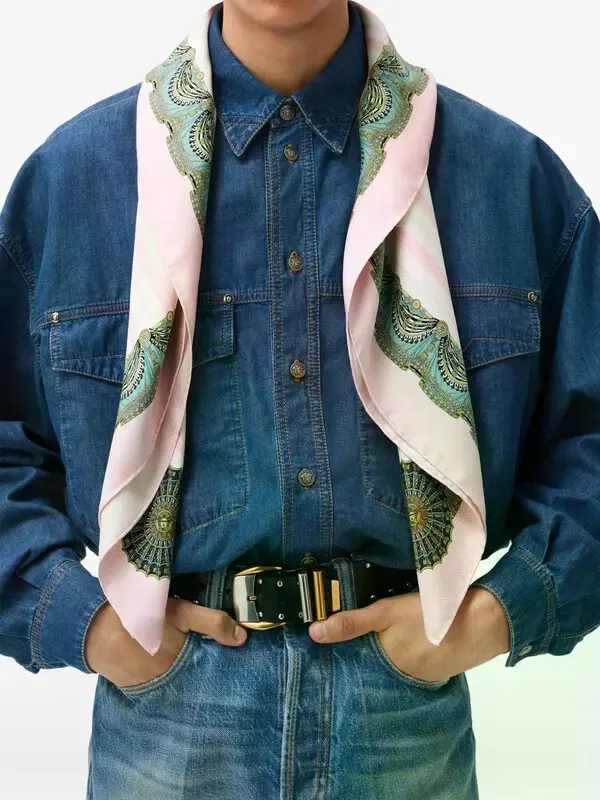 Versace Printed Silk Twill Scarf 90 Cm - Pink