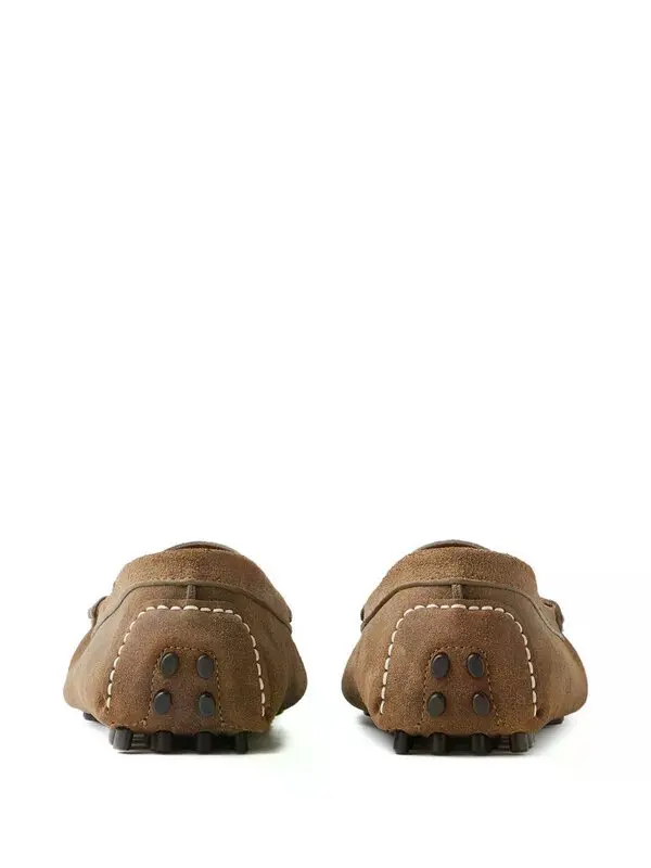 Versace Robin Suede Driver Shoes - Brown