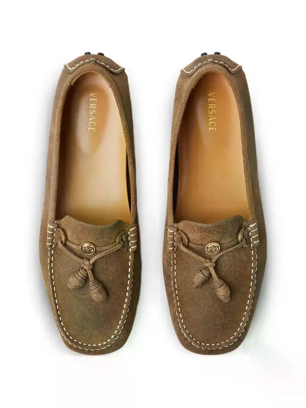 Versace Robin Suede Driver Shoes - Brown
