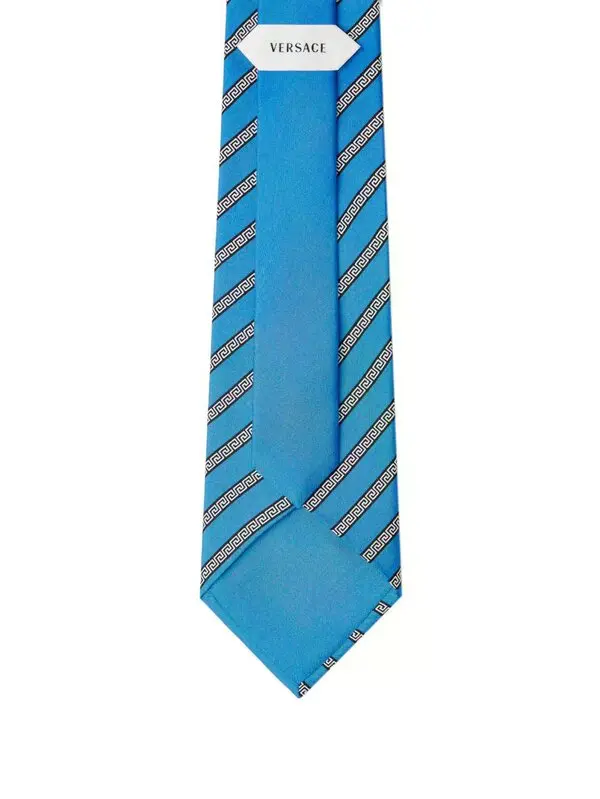 Versace Greca Pattern Diagonal Stripe Neck Tie
