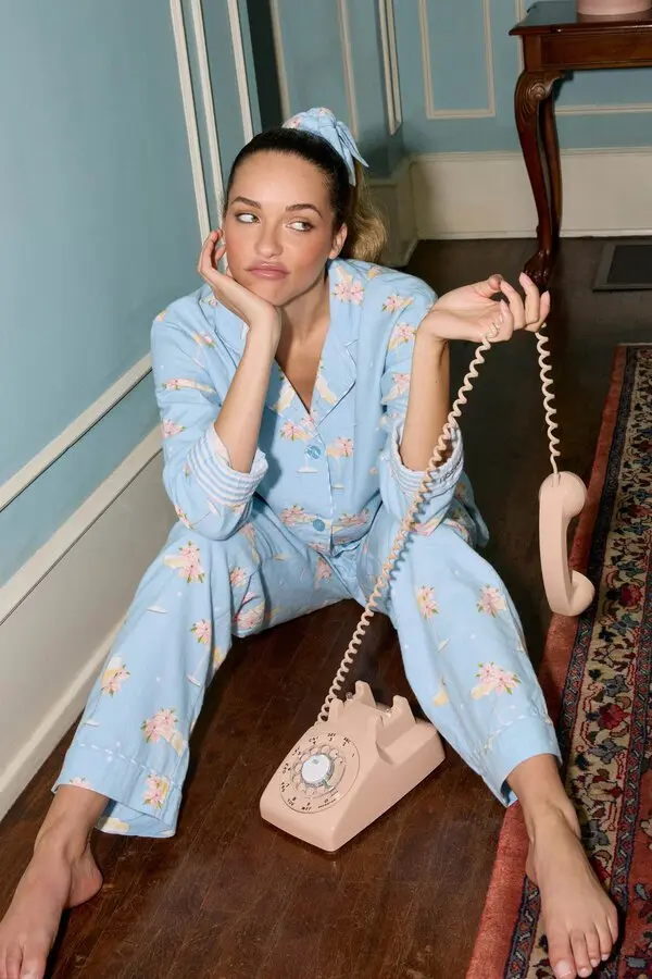 PJ Salvage Super-soft Cotton Fizz The Season 3-piece Flannel Pajama Set - Light Sky