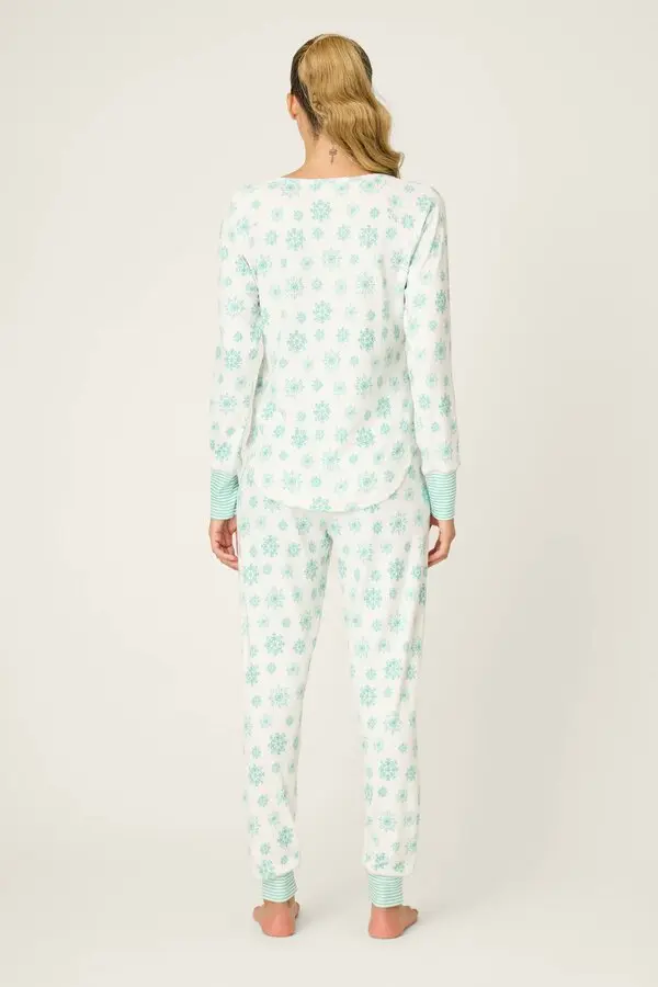 PJ Salvage Snowflake Wishes Pointelle Pants Pajama Set