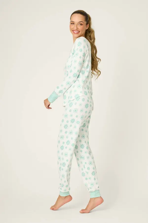 PJ Salvage Snowflake Wishes Pointelle Pants Pajama Set
