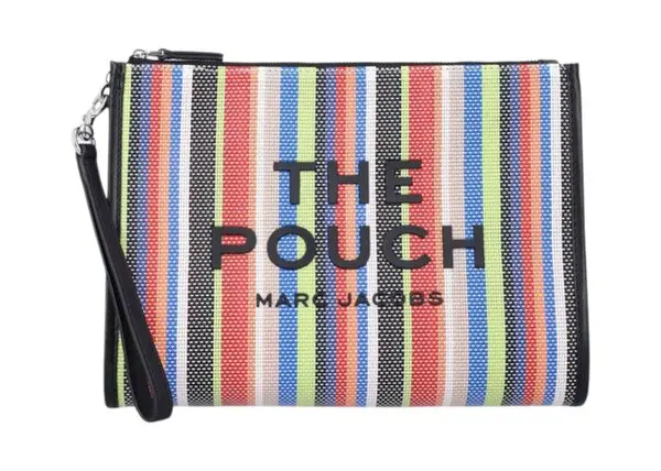 Marc Jacobs The Stripe Mesh Large Pouch - Red Multi Striped