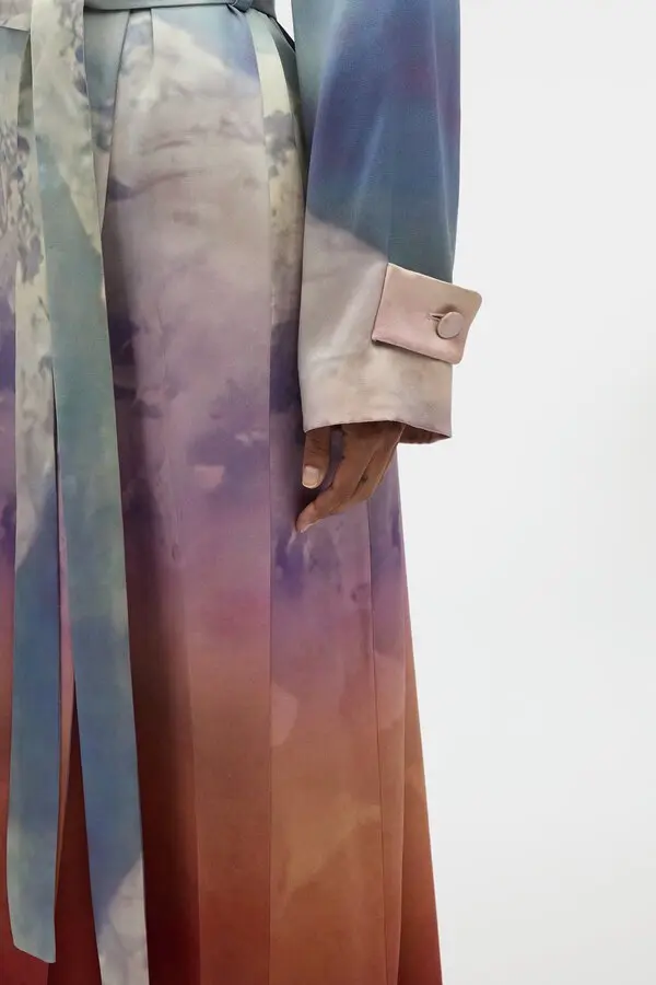 Gabriela Hearst Lyra Trench Coat In Printed Satin Silk Twill - Mountain