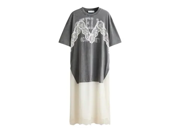 H&m Stella Mccartney Lace-trimmed T-shirt Dress - Dark Grey