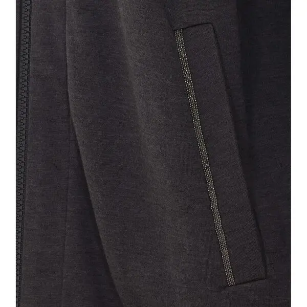 Brunello Cucinelli Cotton And Silk Interlock Hooded Top With Zipper Pull
