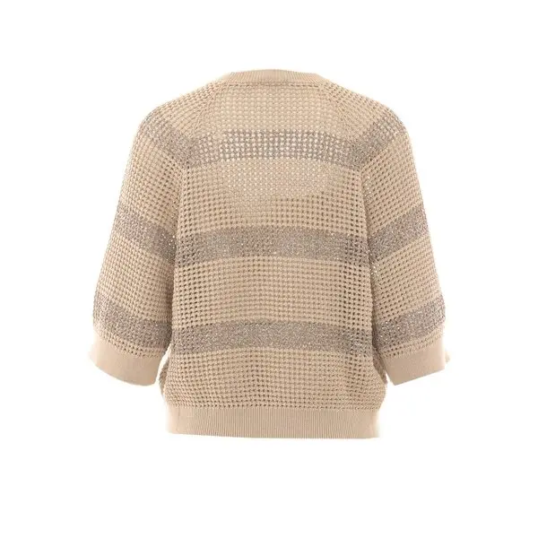 Brunello Cucinelli Striped Glittered Knit T-shirt