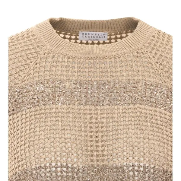Brunello Cucinelli Striped Glittered Knit T-shirt