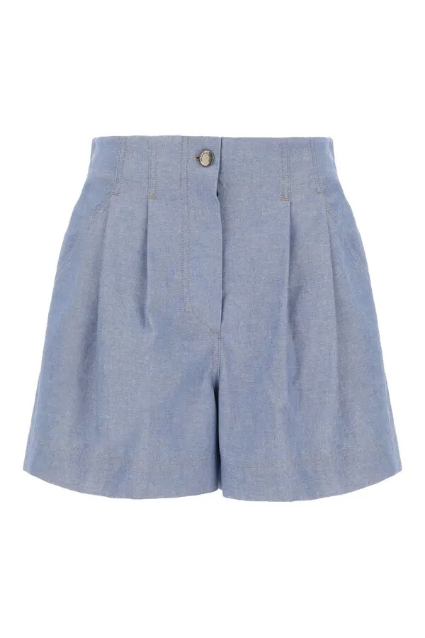 Moncler Pleated Shorts With Logo Detail - Multicolor