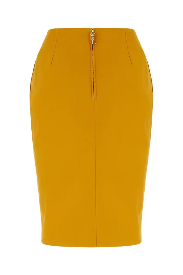 Saint Laurent Gold Tone Zip Detail Skirt