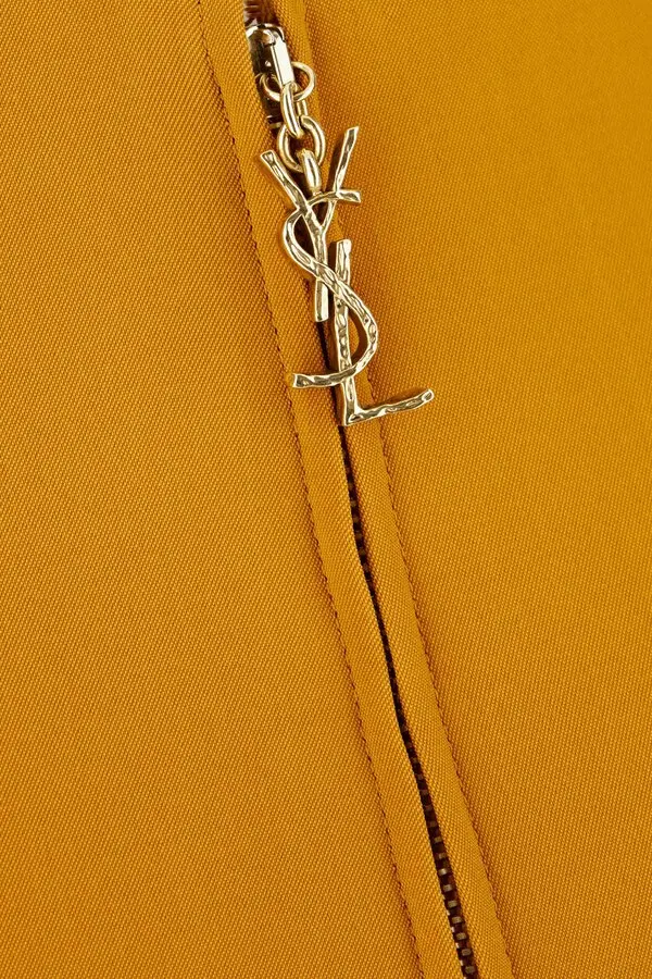 Saint Laurent Gold Tone Zip Detail Skirt