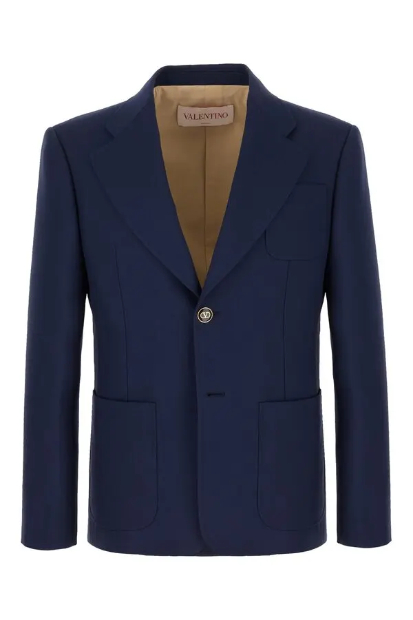 Valentino Garavani Navy Blazer With Gold Tone Detailing