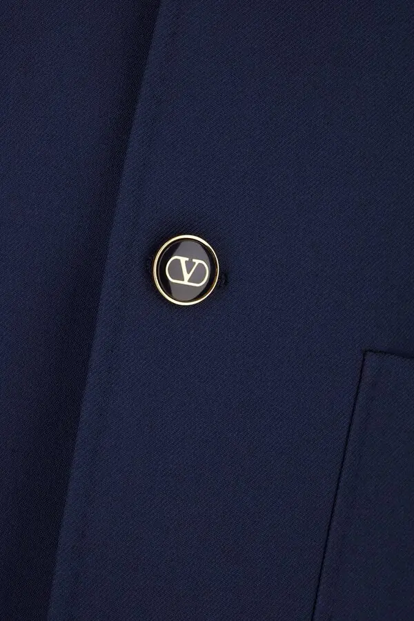 Valentino Garavani Navy Blazer With Gold Tone Detailing
