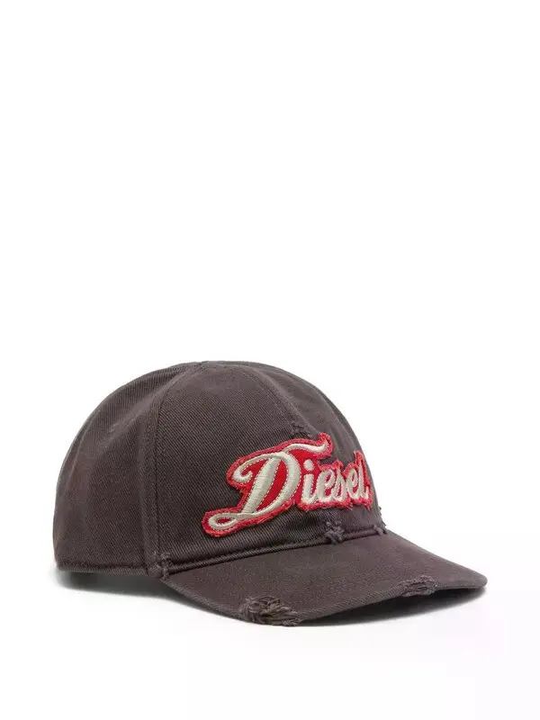 DIESEL® Distressed Logo Baseball Cap - Brown