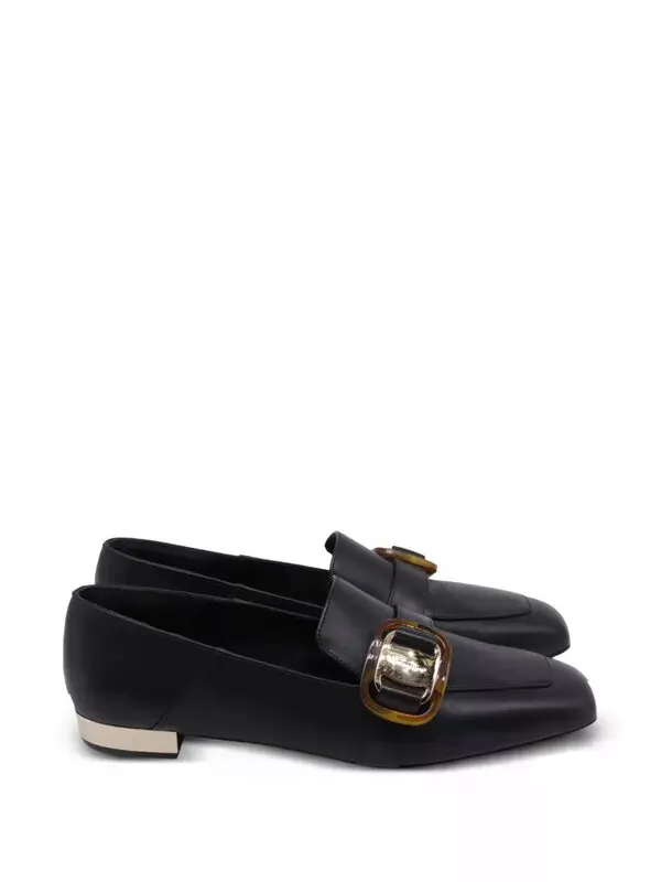 FERRAGAMO Logo Buckled Loafers - Black