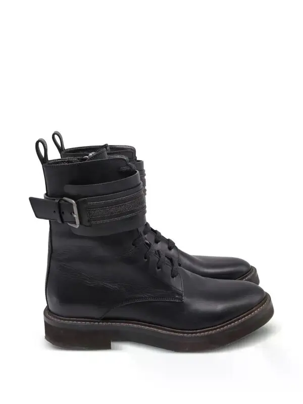 Brunello Cucinelli Monili Embellished Ankle Boots - Black