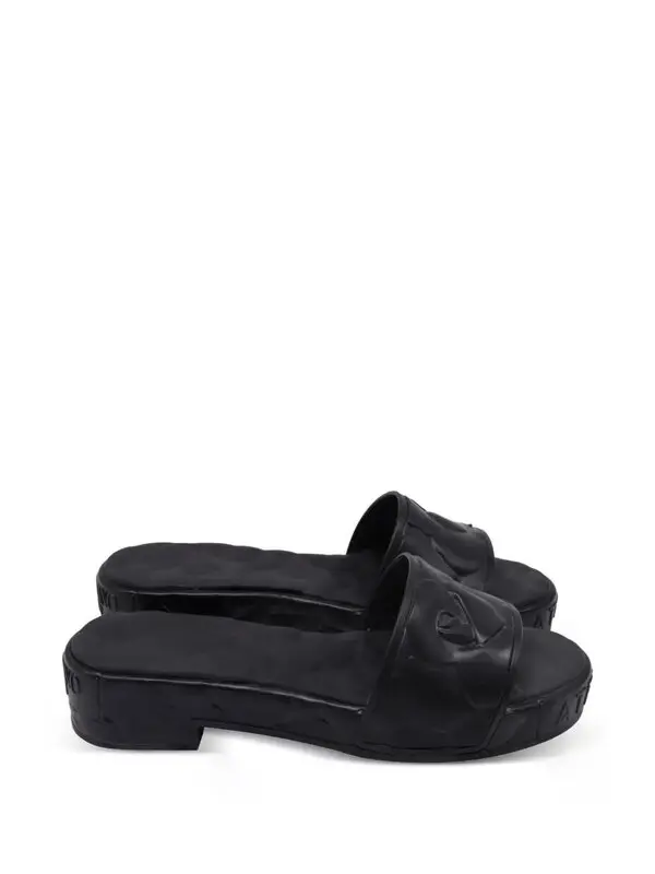 Valentino Garavani Atelier Rose Platform Slides - Black
