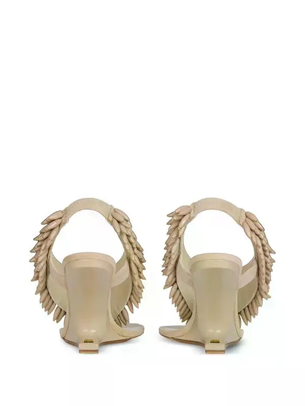 Balmain Beaded Suede Wedge Sandals