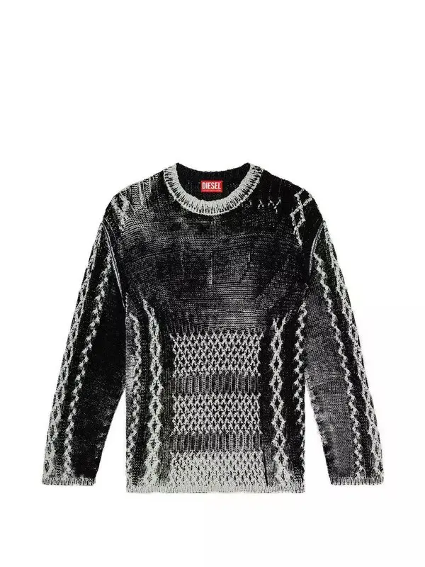 DIESEL® Oval D Cable-knit Sweater - Black