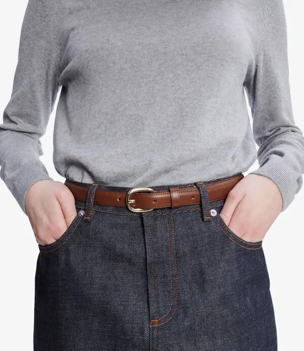 A.p.c. Leather Belt With Pale Goldtone Buckle - Brown