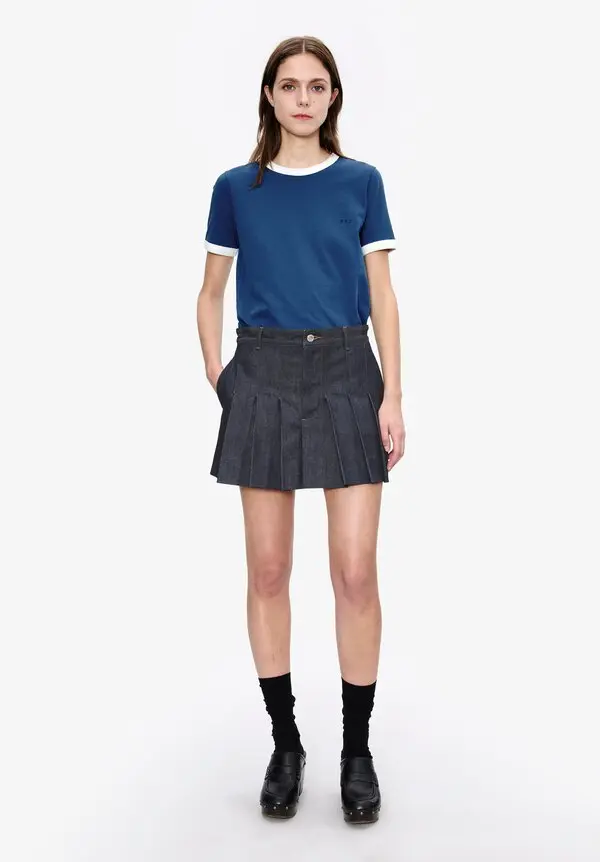 A.p.c. Pleated Mini Skirt - Indigo