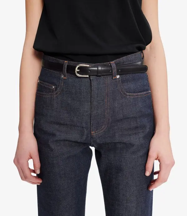 A.p.c. Smooth Leather Belt With Pale Goldtone Buckle - Black