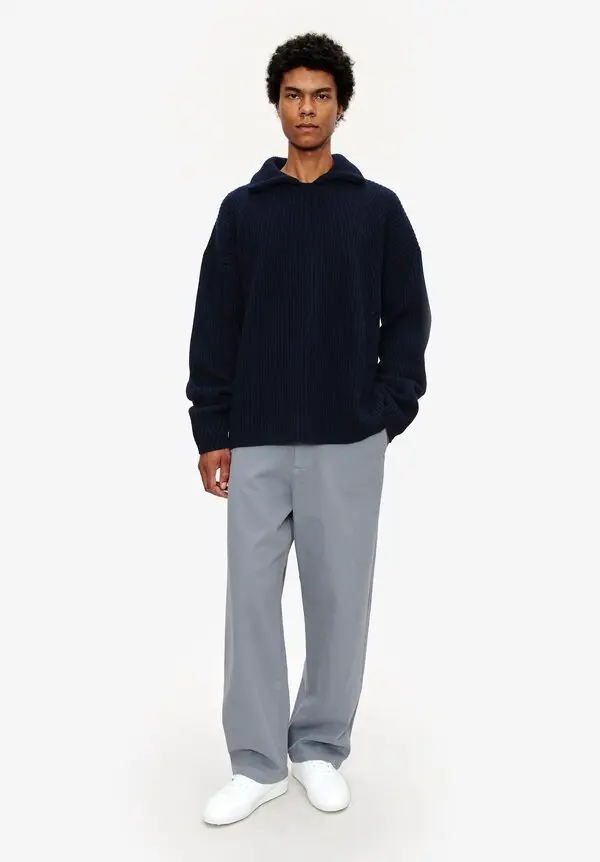 A.p.c. Wide-rib Sweater With Spread Collar - Navy Blue